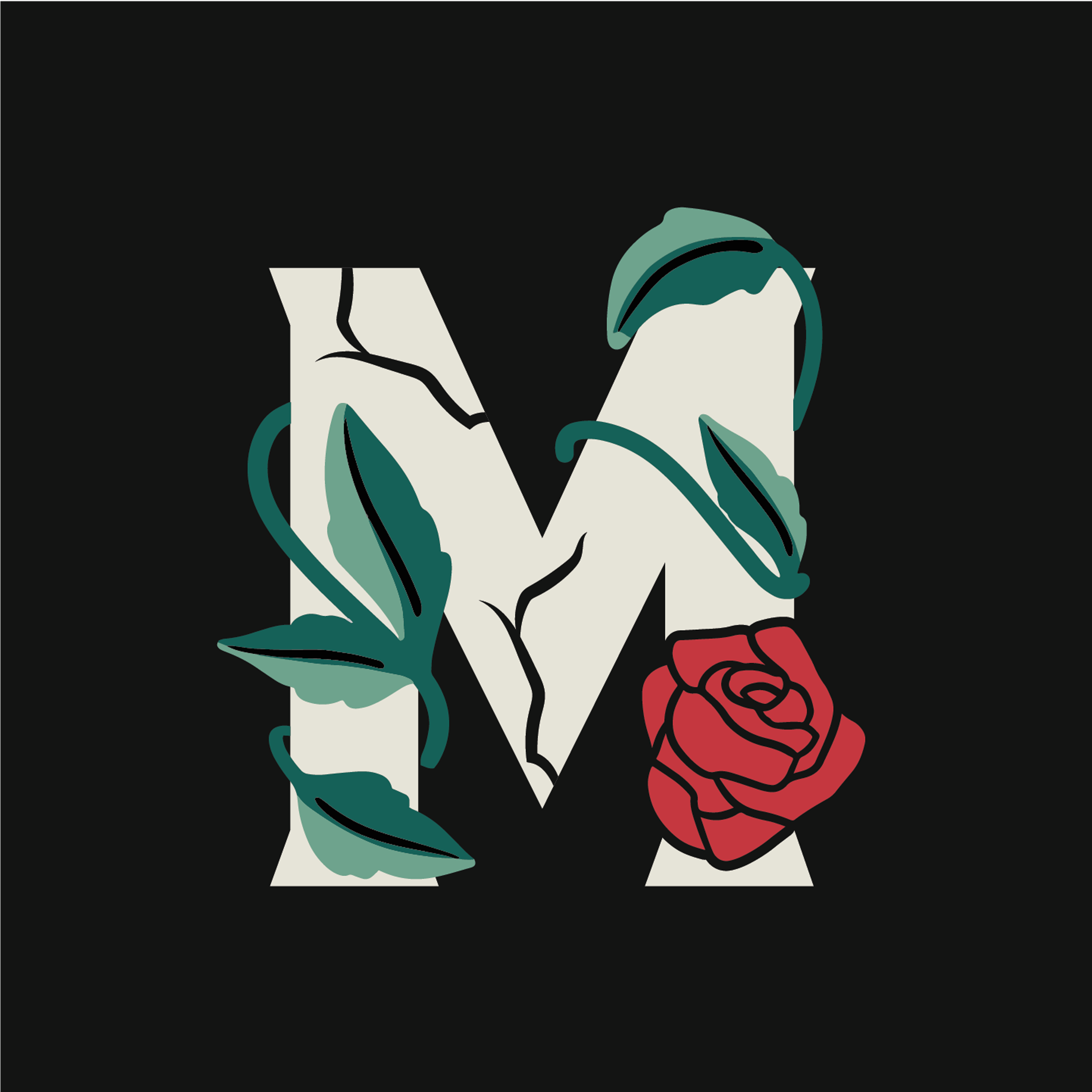 Rose Letter M – Home & Ink